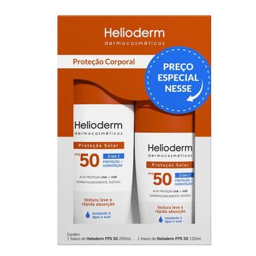 Kit Helioderm Protetor Solar Corporal 2 Em 1 Fps50 200ml +120ml ...