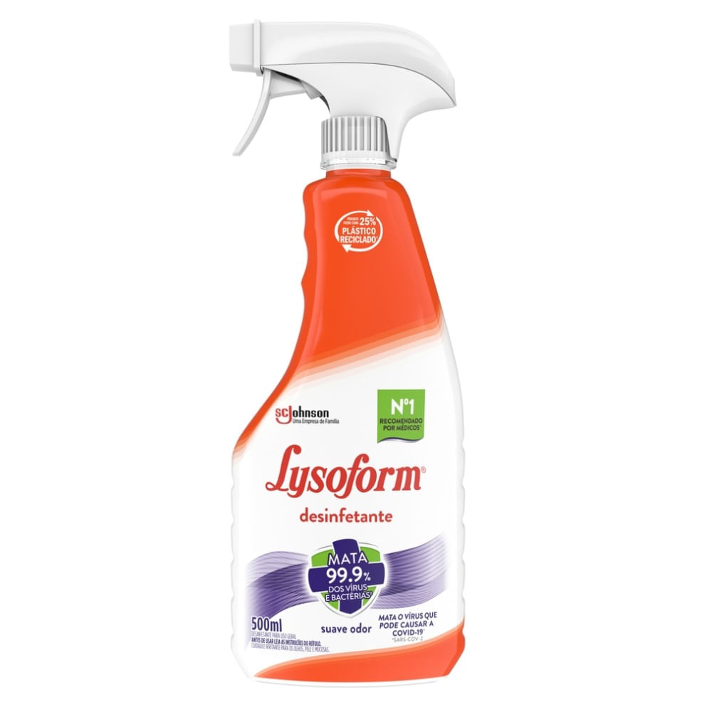 Desinfetante Spray Lysoform Suave Odor 500ml - Drogaria Venancio