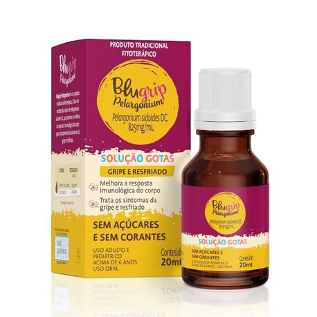 Blugrip Pelargonium 825mg/ml Solução em Gotas 20ml - Drogaria Venancio