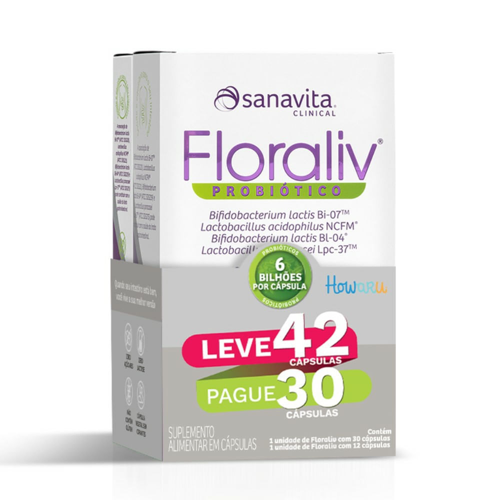 Suplemento Alimentar Sanavita Floraliv Probiótico 42 Cápsulas ...