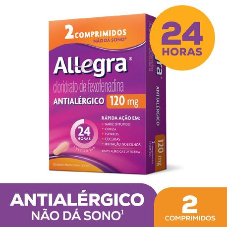 Antialérgico Allegra 120mg 2 Comprimidos - Drogaria Venancio
