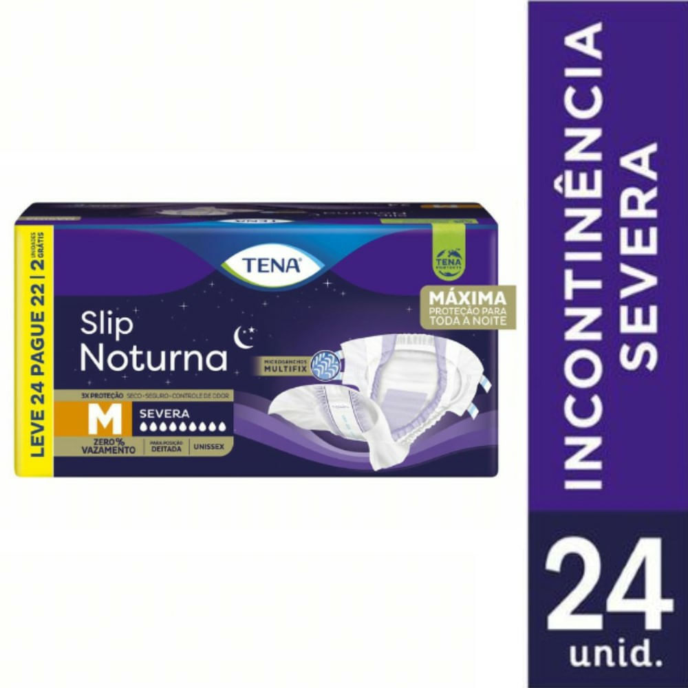 Fralda Geriátrica Tena Slip Noturna M 24 Unidades - Drogaria Venancio