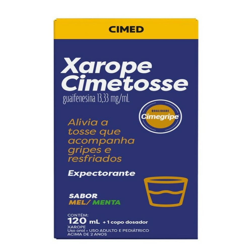 Cimetosse 13,33mg/ml Cimed Sabor Mel Menta Xarope 120ml - Drogaria Venancio
