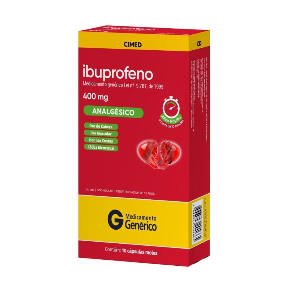 Ibuprofeno 400mg Cimed 10 Cápsulas Moles - Drogaria Venancio