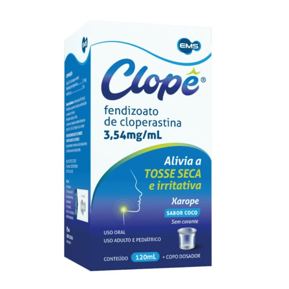 Clopê 3,54mg/ml Ems Xarope 120ml + Copo Dosador - Drogaria Venancio