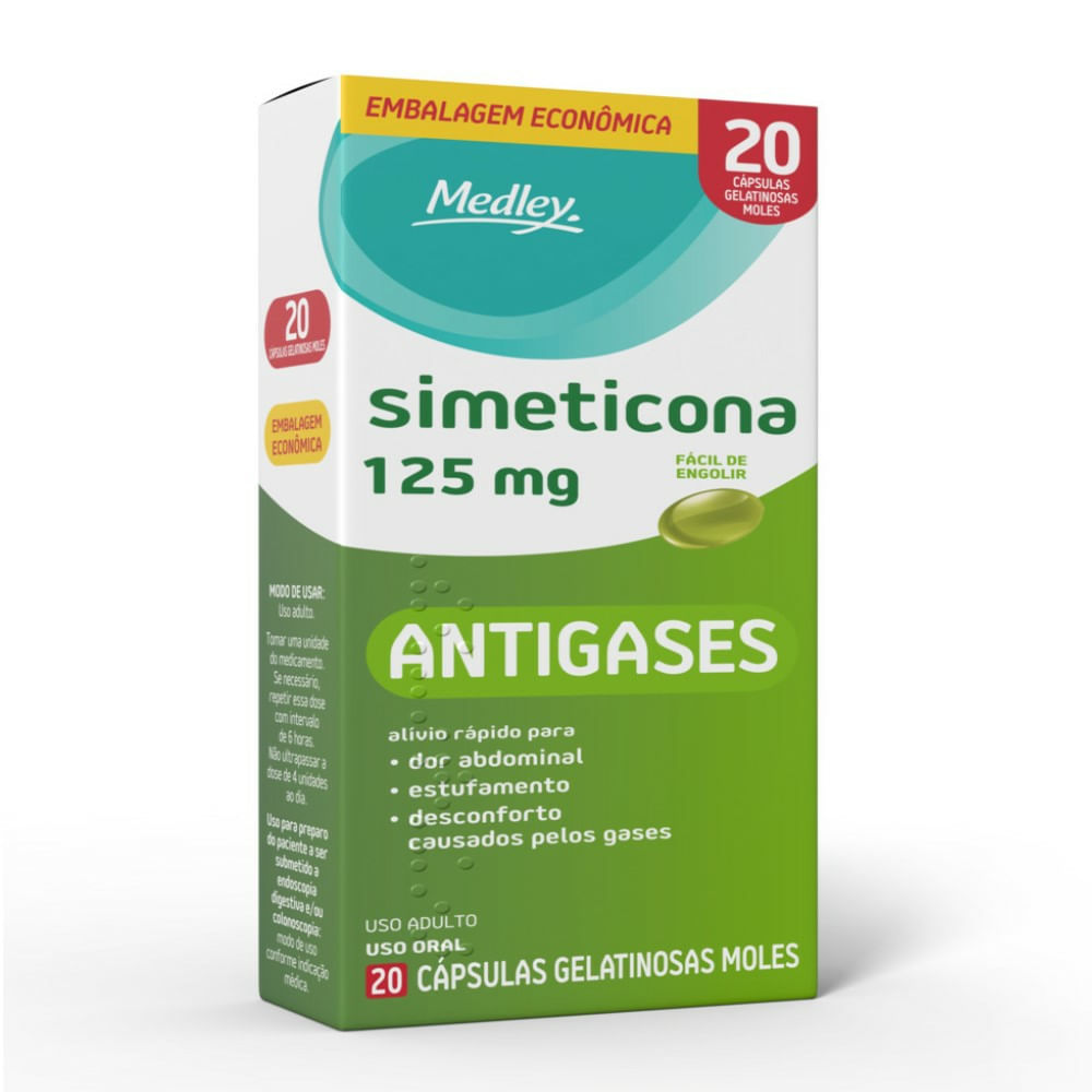 Simeticona 125mg Medley 20 Cápsulas - Drogaria Venancio