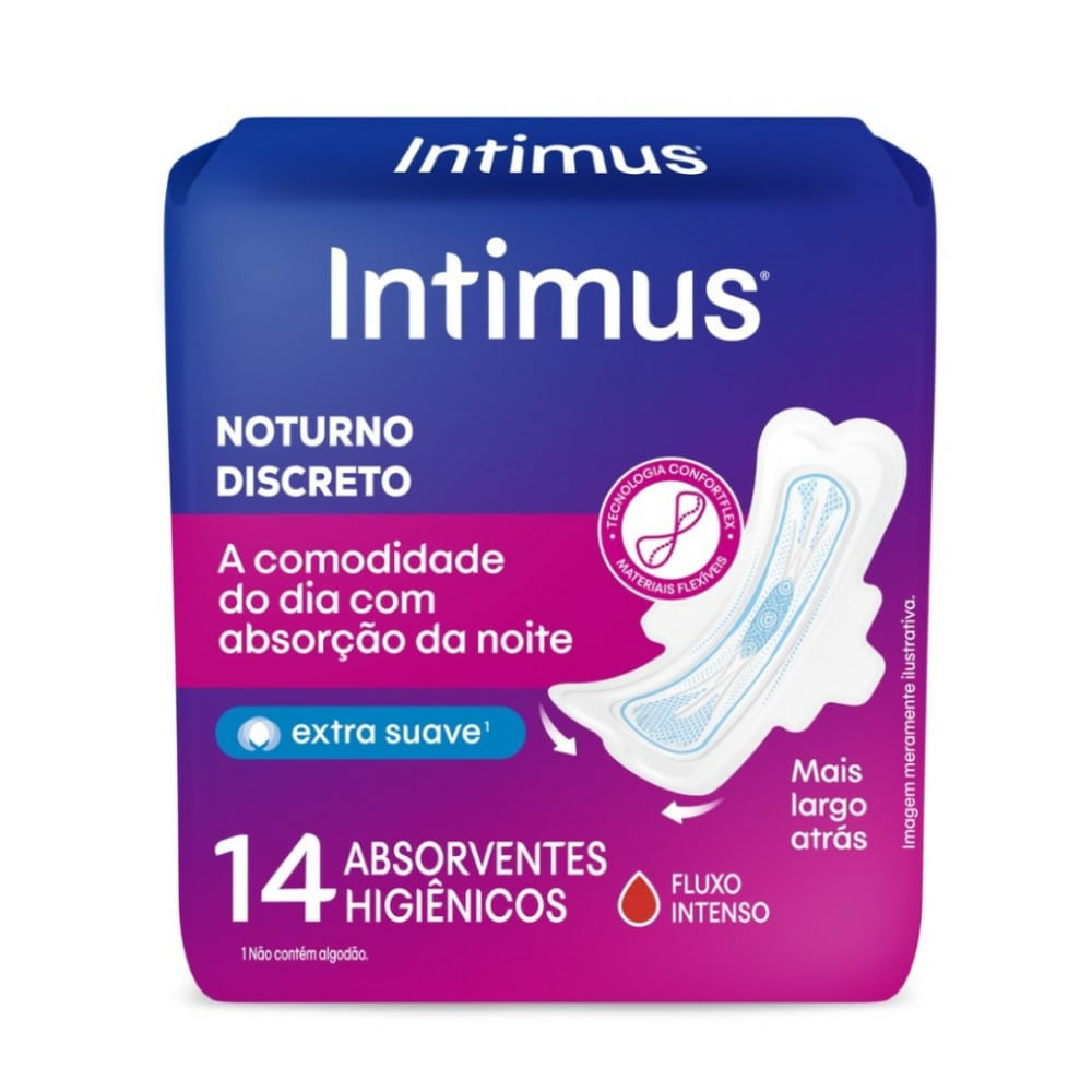 Absorvente Intimus Noturno Discreto Com Abas 14 Unidades - Drogaria ...