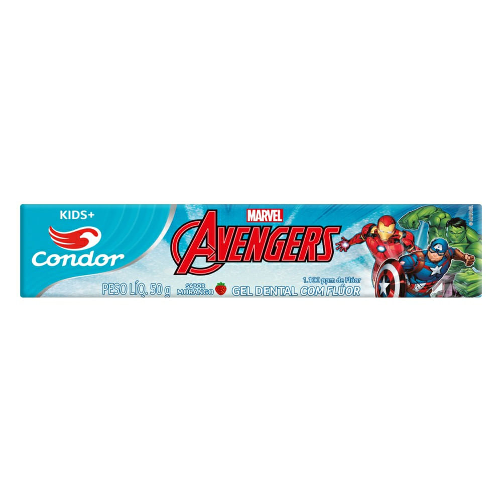 Gel Dental Condor Kids Marvel Avengers Com Flúor Morango 50g - Drogaria ...