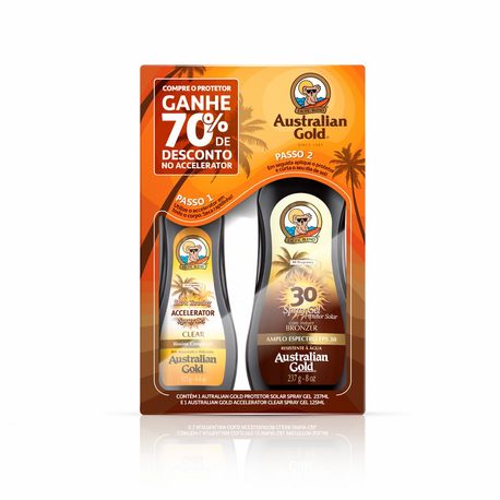Kit Australian Gold Instant Bronzer Protetor Solar Corporal 237ml ...