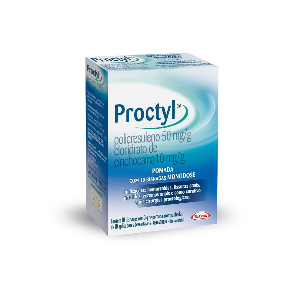Proctyl Takeda Pomada Monodose 10x3g + 10 Aplicadores Preenchido ...