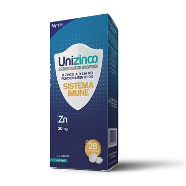 Suplemento Alimentar Myralis Unizinco 20mg 28 Comprimidos ...