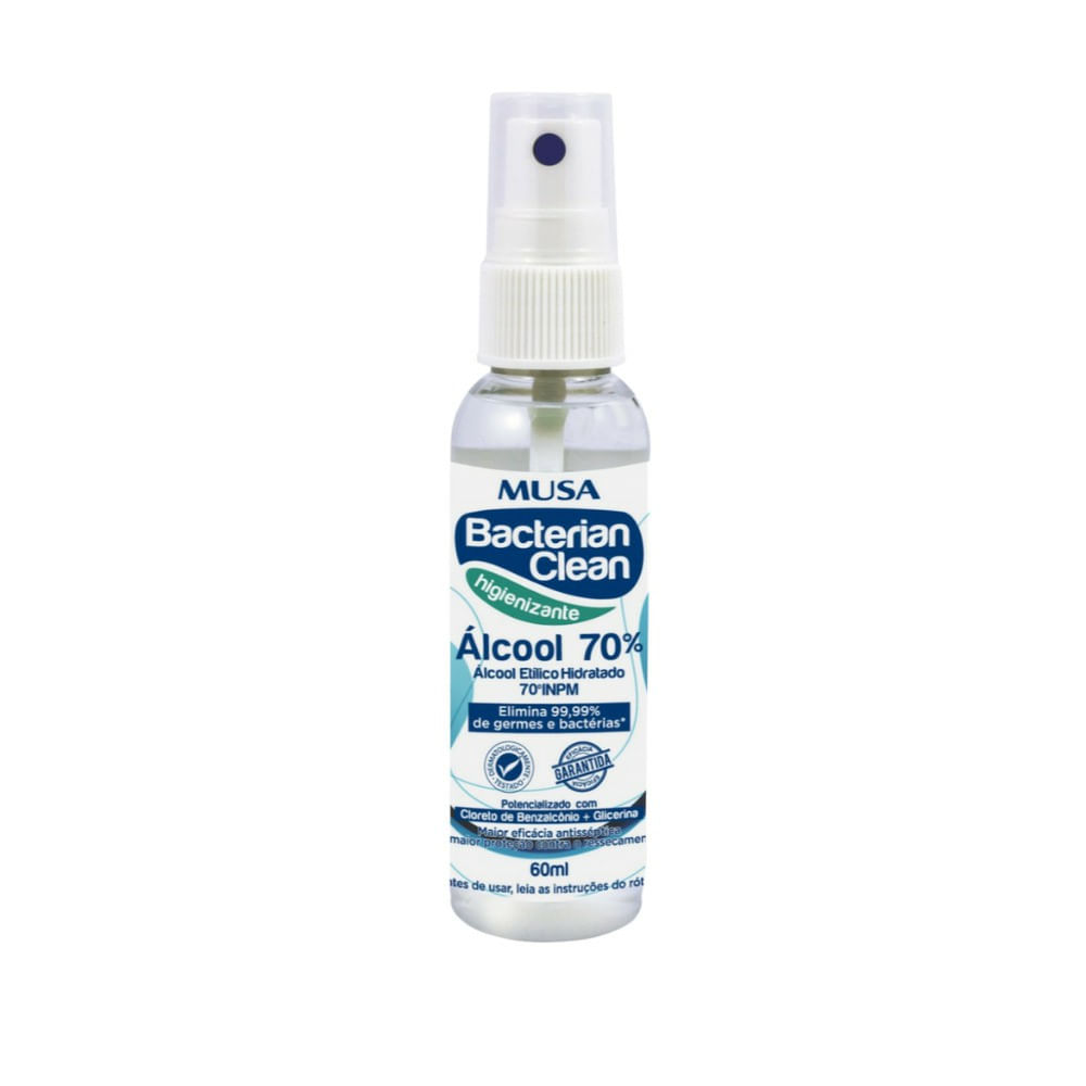 Álcool 70% Musa Bacterian Clean Spray 60ml - Mais Preço