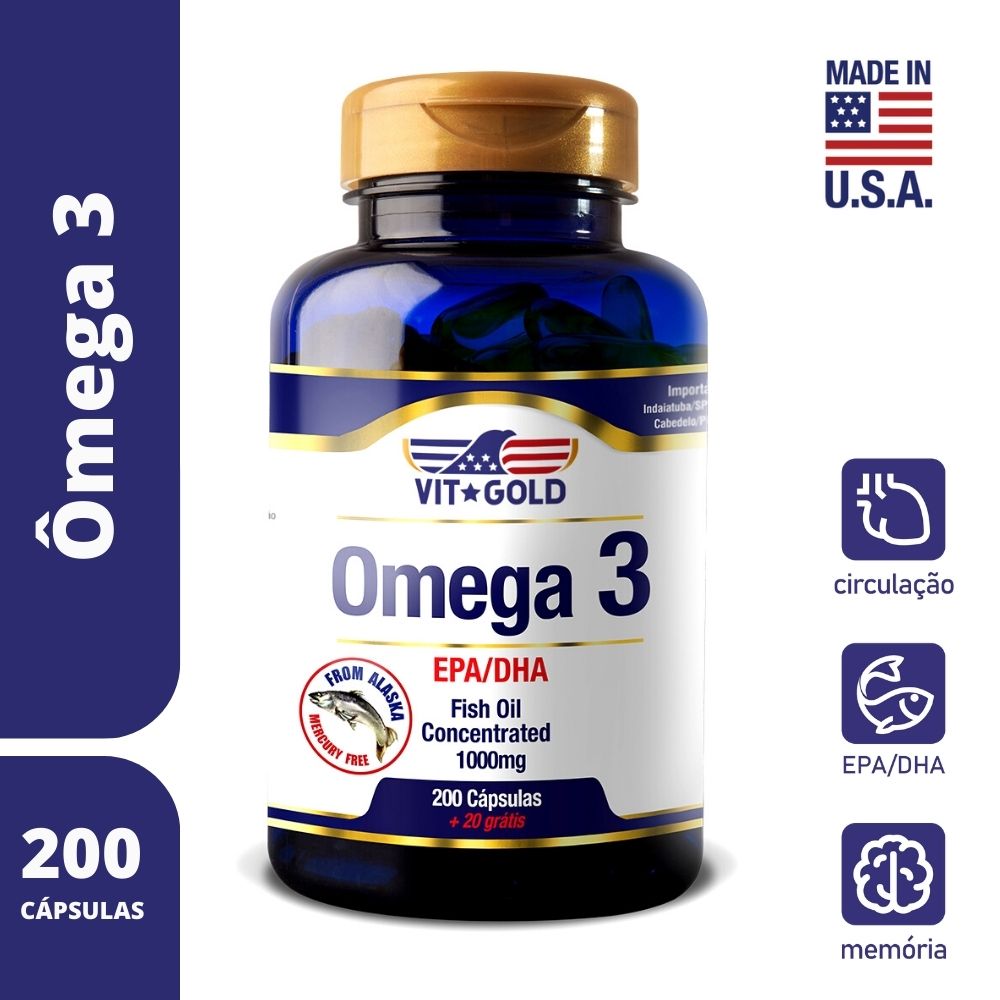 Ômega 3 Fish Oil 1000mg Vitgold 200 Cápsulas - Drogaria Venancio